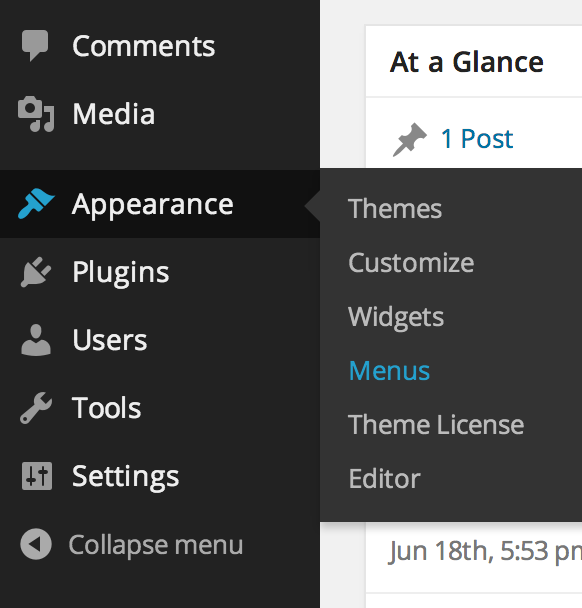 WordPress のメニュー項目の名前を変更します。