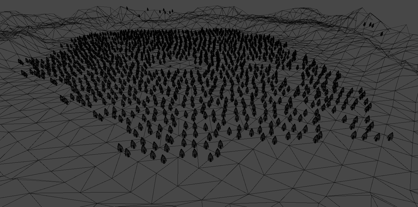 最適化前のシーンの Unity ワイヤーフレーム レンダリング