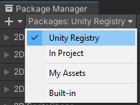 Unity パッケージ マネージャー レジストリ