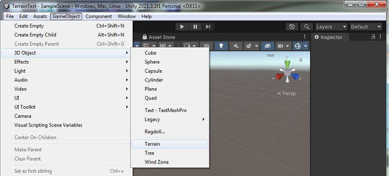 Unity で新しい地形を作成する方法。