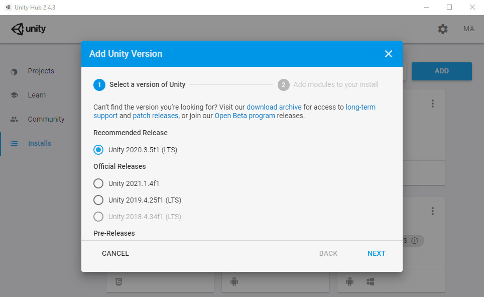 Unity Hub Unity インストール