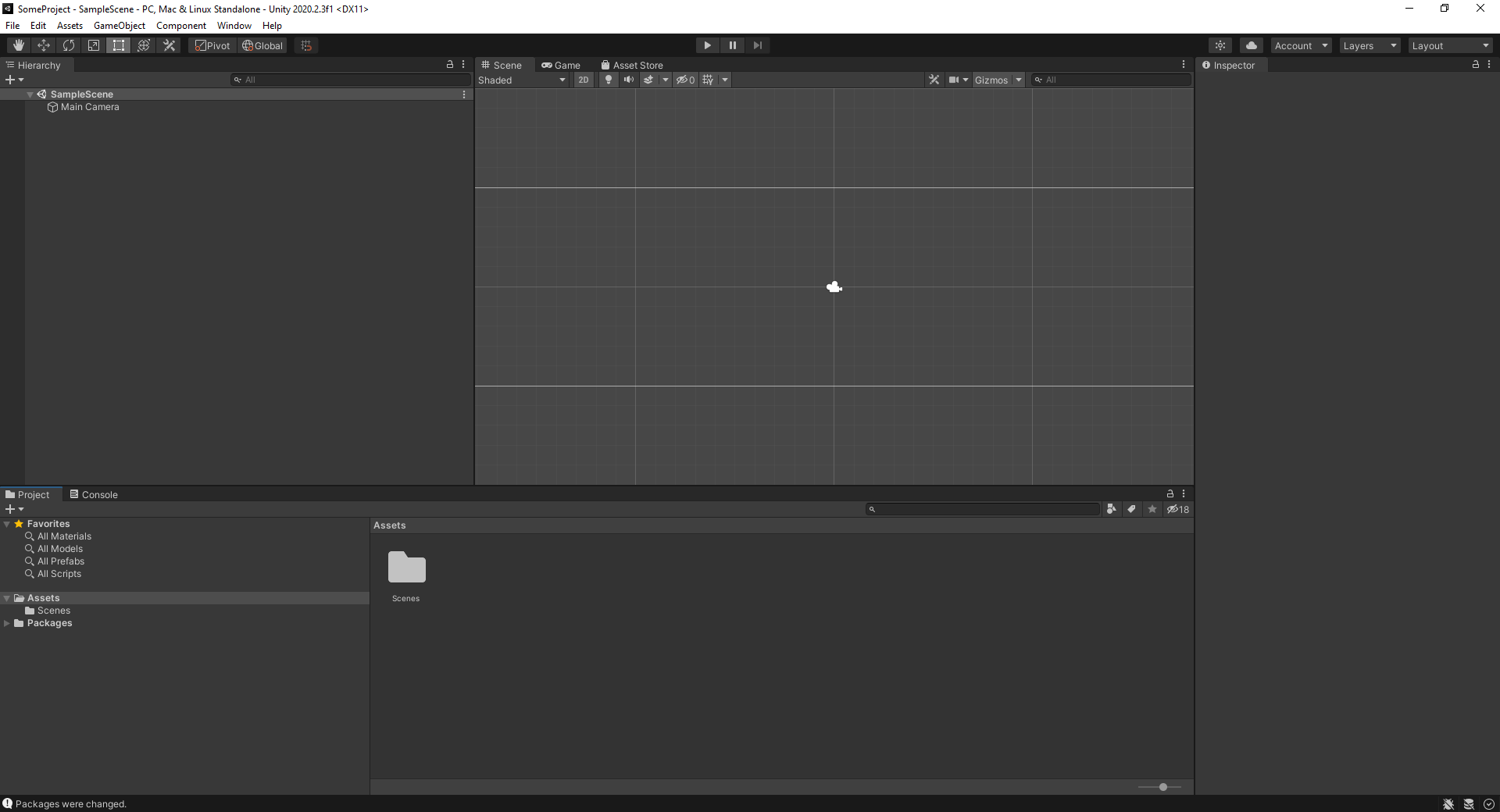 Unityエディター2020.2.3f1。
